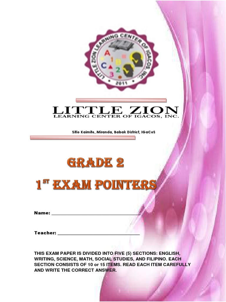 Grade 2 Exam POINTERS | PDF | Senses