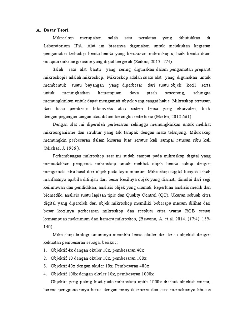 Dasar Teori Laprak Mikroskop | PDF | Sains & Matematika | Teknologi & Rekayasa