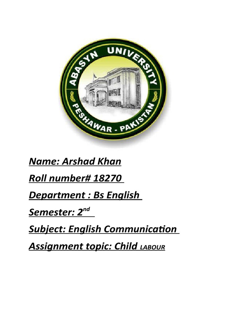 Communication Skills Assignment | PDF | Child Labour | Labour Economics
