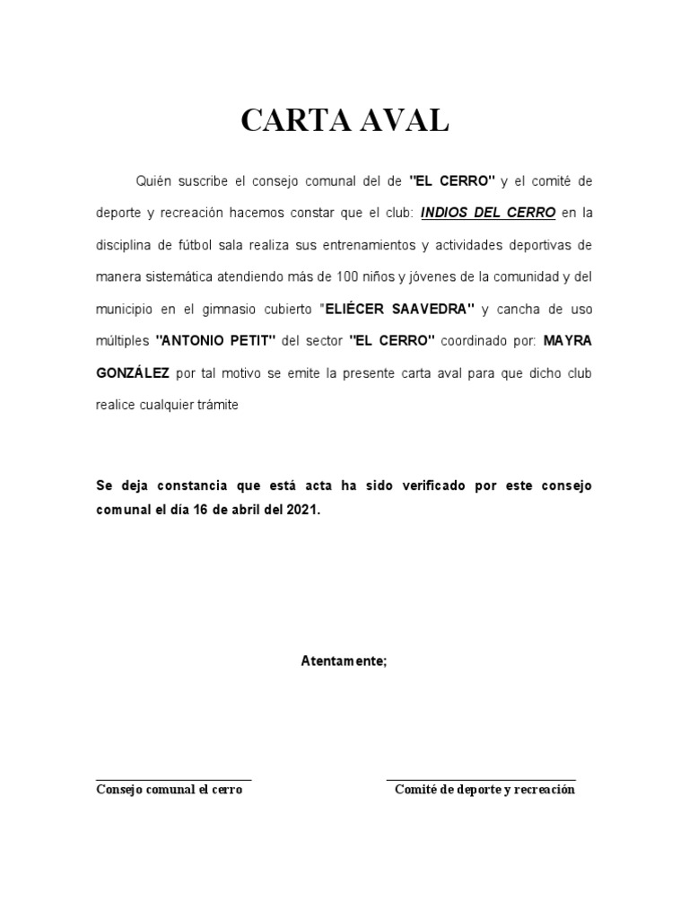 Carta Aval | PDF