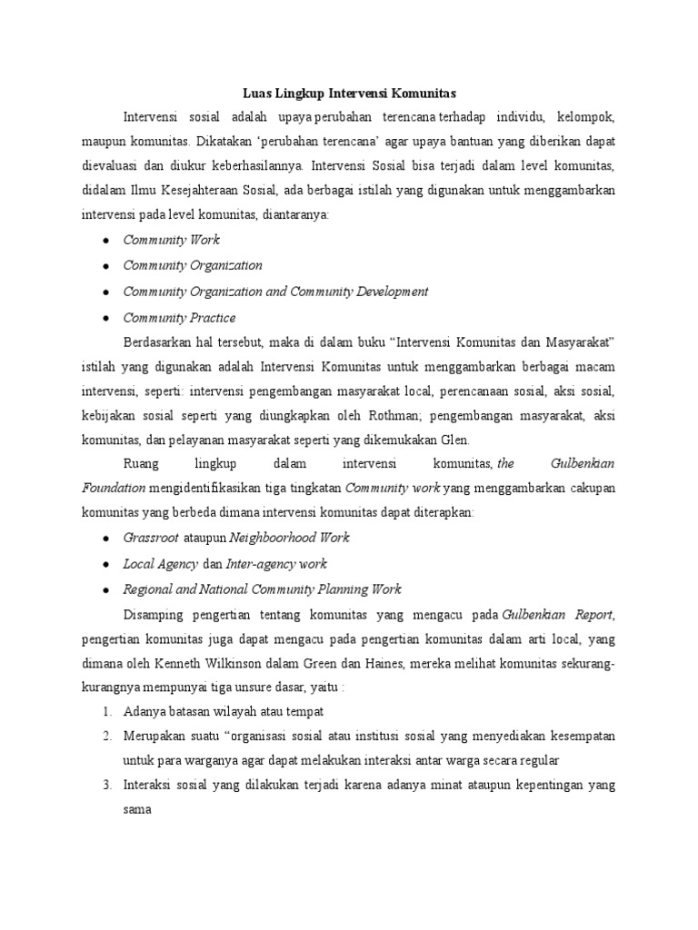 Intervensi Komunitas: Model dan Peran | PDF
