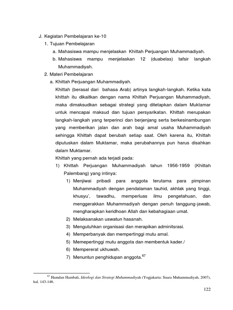 Khitah Perjuangan Muhammadiyah 12 Langkah Tafsir Muhammadiyah | PDF