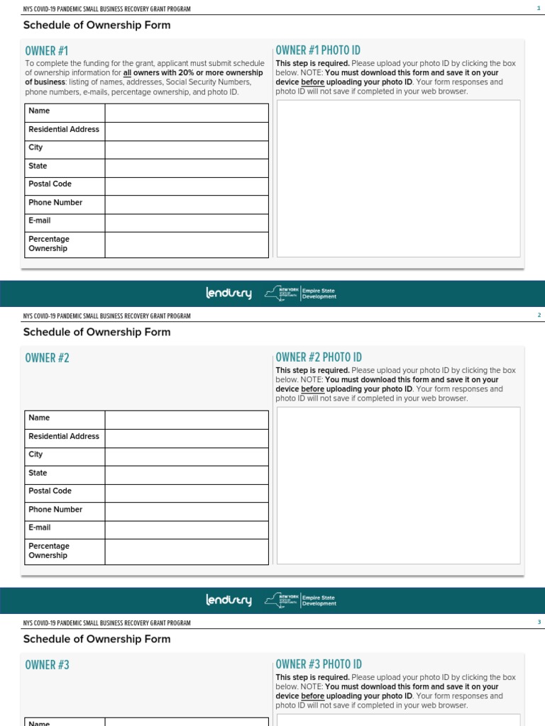 Owner #1 Owner #1 Photo Id: Schedule of Ownership Form | PDF | World ...