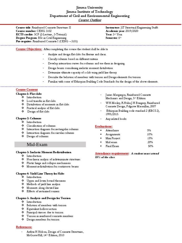 Mid-Exam: Jimma University Jimma Institute of Technology Department of ...