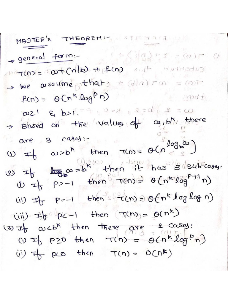 Masters Theorem Examples Pdf 