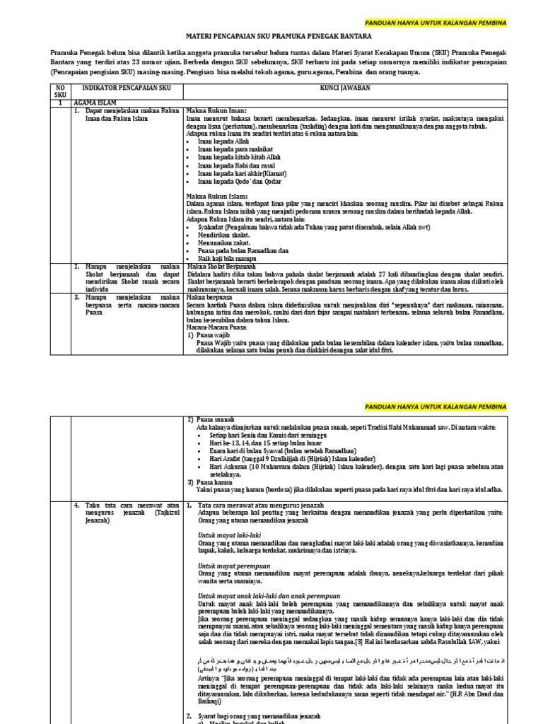 Panduan Lengkap Tentang Materi Pencapaian SKU Pramuka Penegak Bantara | PDF