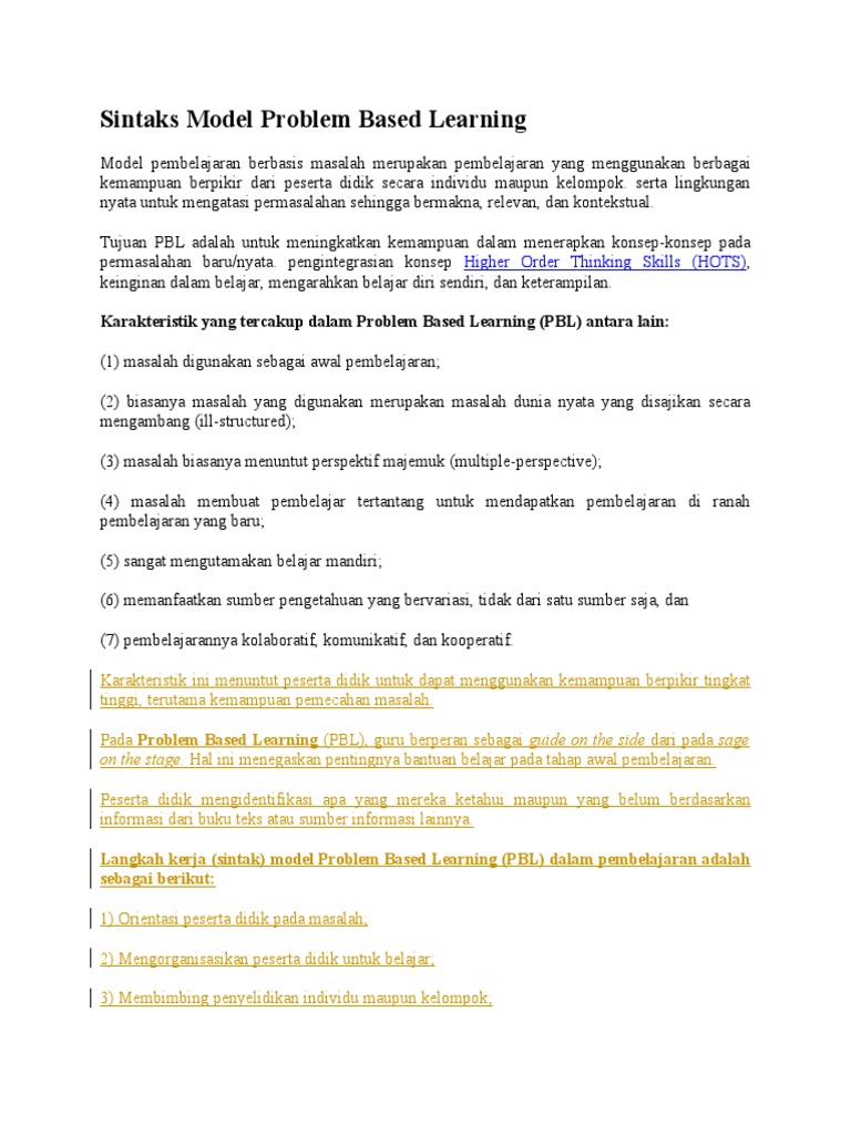 Sintaks Model Problem Based Learning | PDF