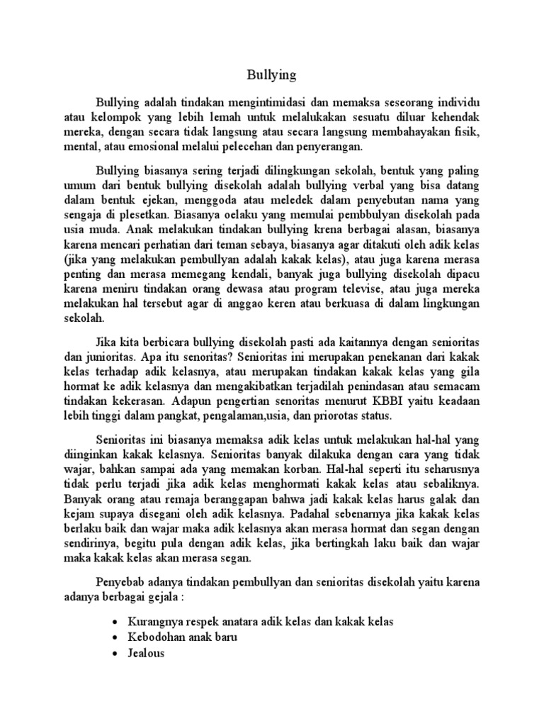 Bullying dan Senioritas di Sekolah | PDF