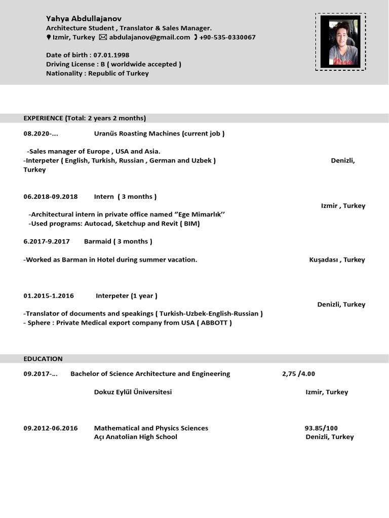 Ingilizce CV | PDF | Autodesk Revit | Turkey