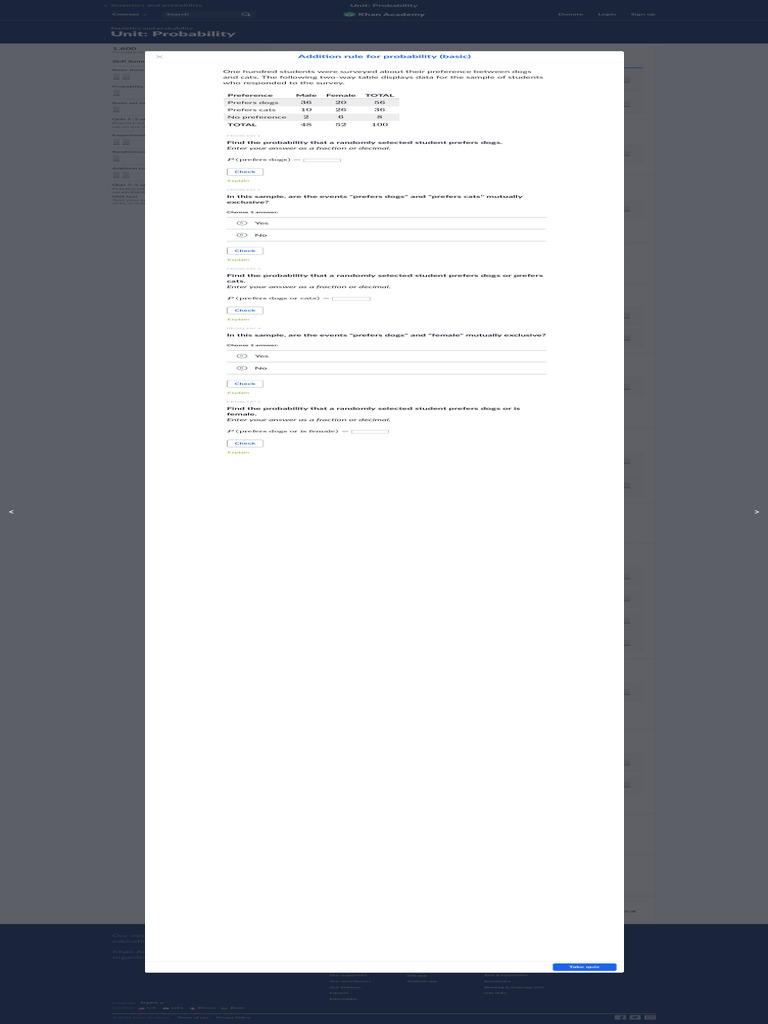 Unit: Probability: Addi!on Rule For Probability (Basic) | PDF ...