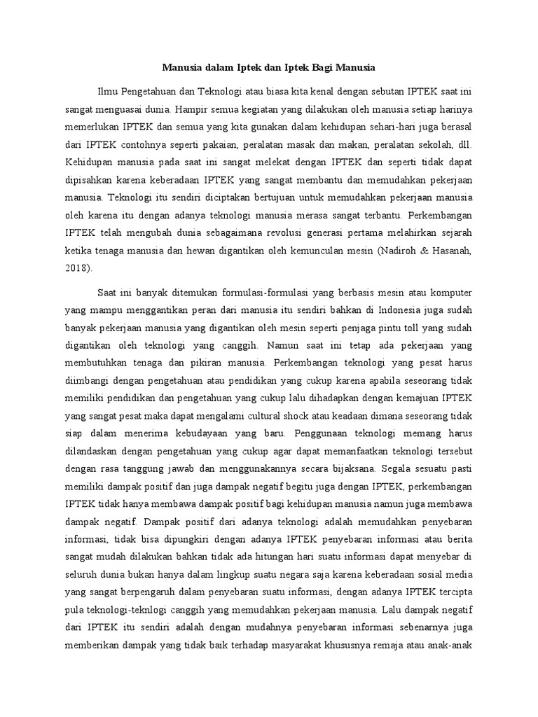 Manusia Dalam Iptek Dan Iptek Bagi Manusia Pdf
