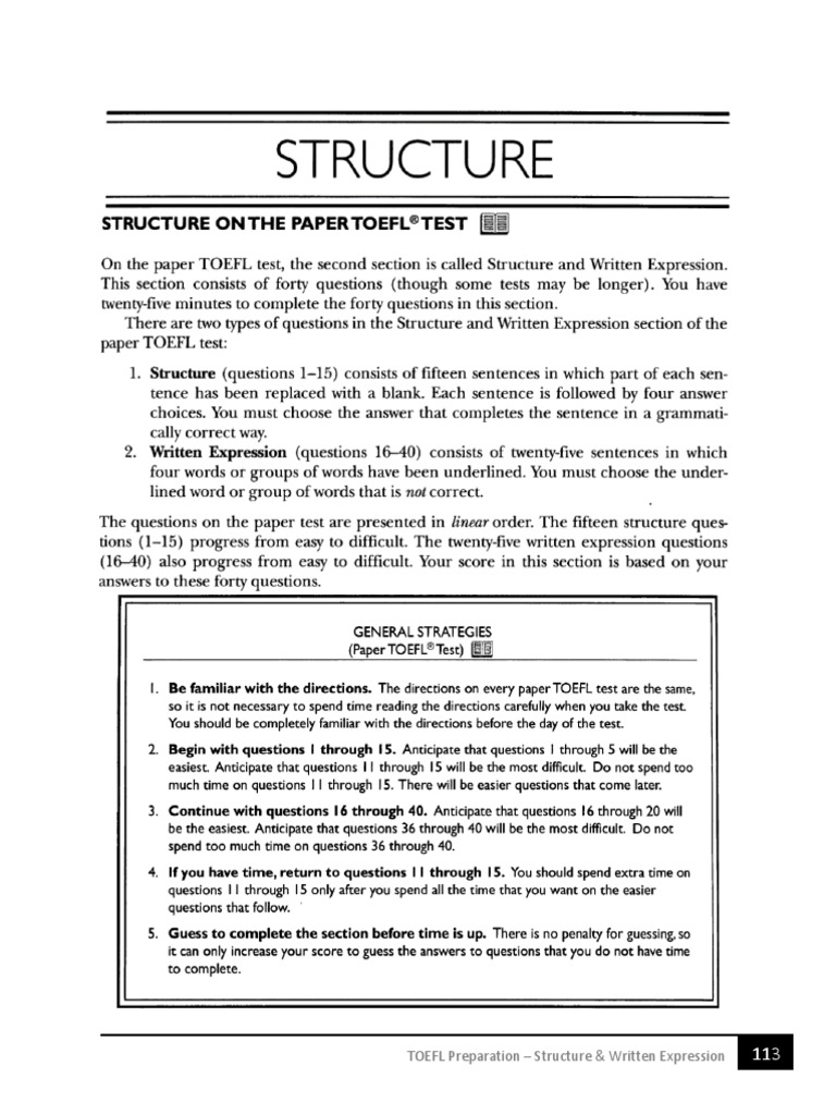 TOEFL Structure & Written Expression Guide | PDF