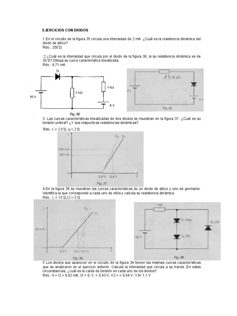 ejercicios diodos | Diodo | Resistencia Eléctrica y Conductancia