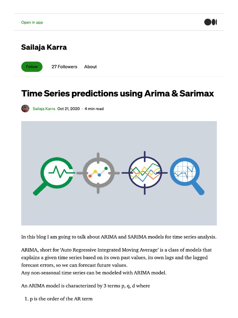 Time Series Predictions Using Arima & Sarimax | PDF | Teaching Methods & Materials
