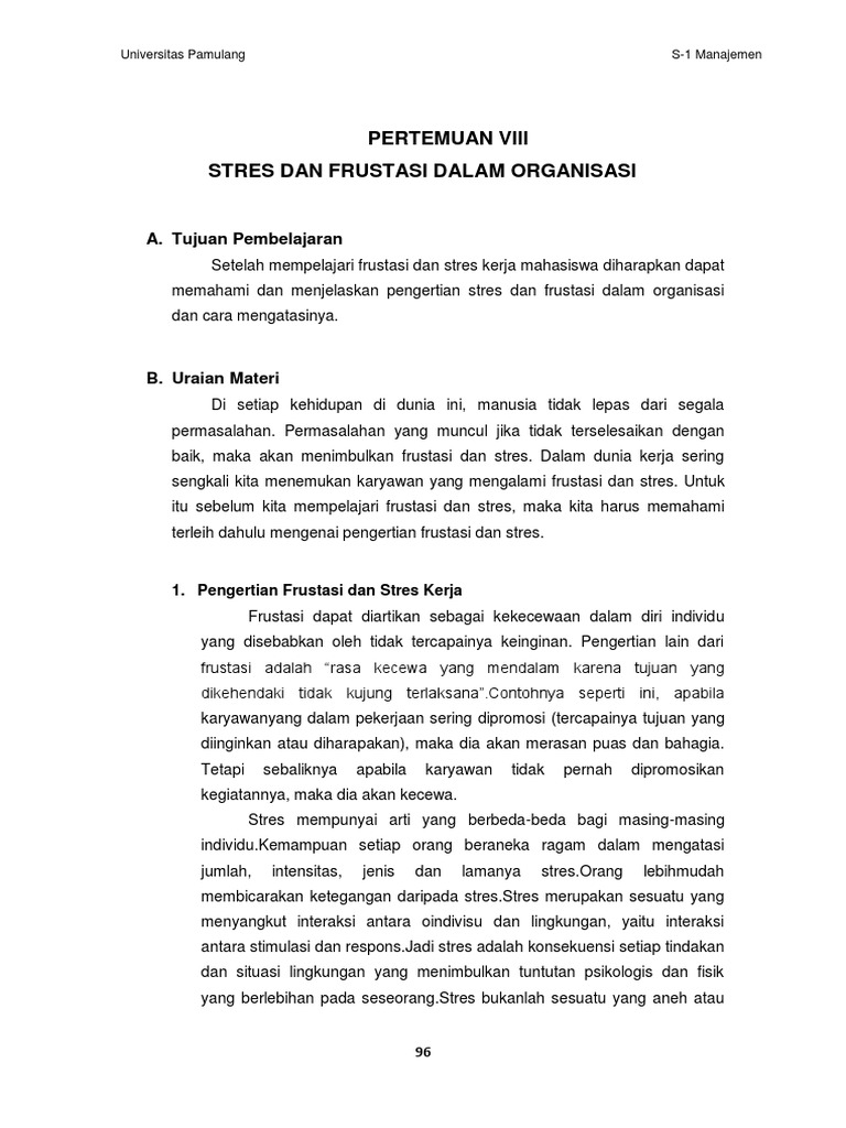 Stres dan Frustasi dalam Organisasi | PDF