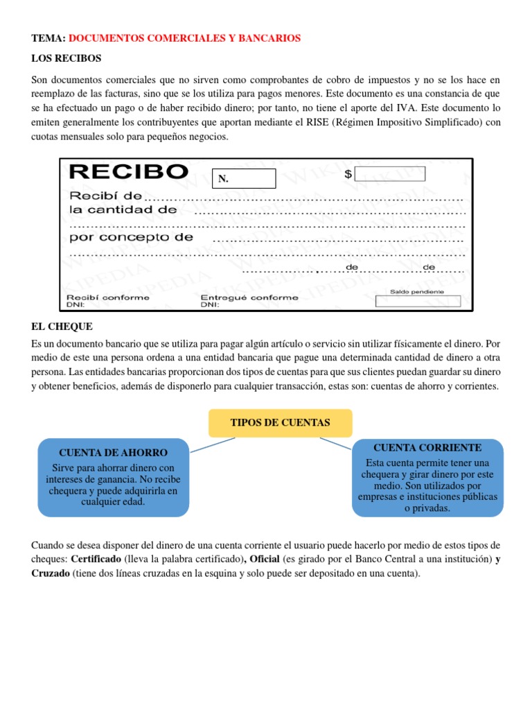 Recibo y Cheque | PDF | Finanzas y dinero | Derecho