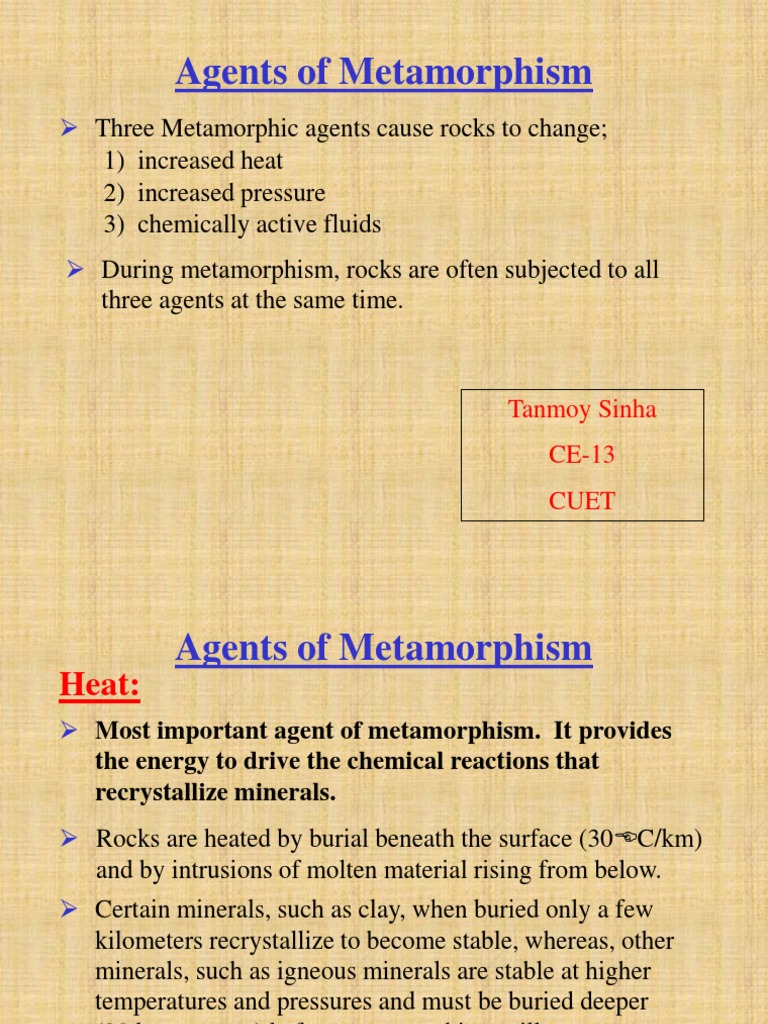 Metamorphic Agents: Heat, Pressure, Fluids | PDF | Rock (Geology) | Geology