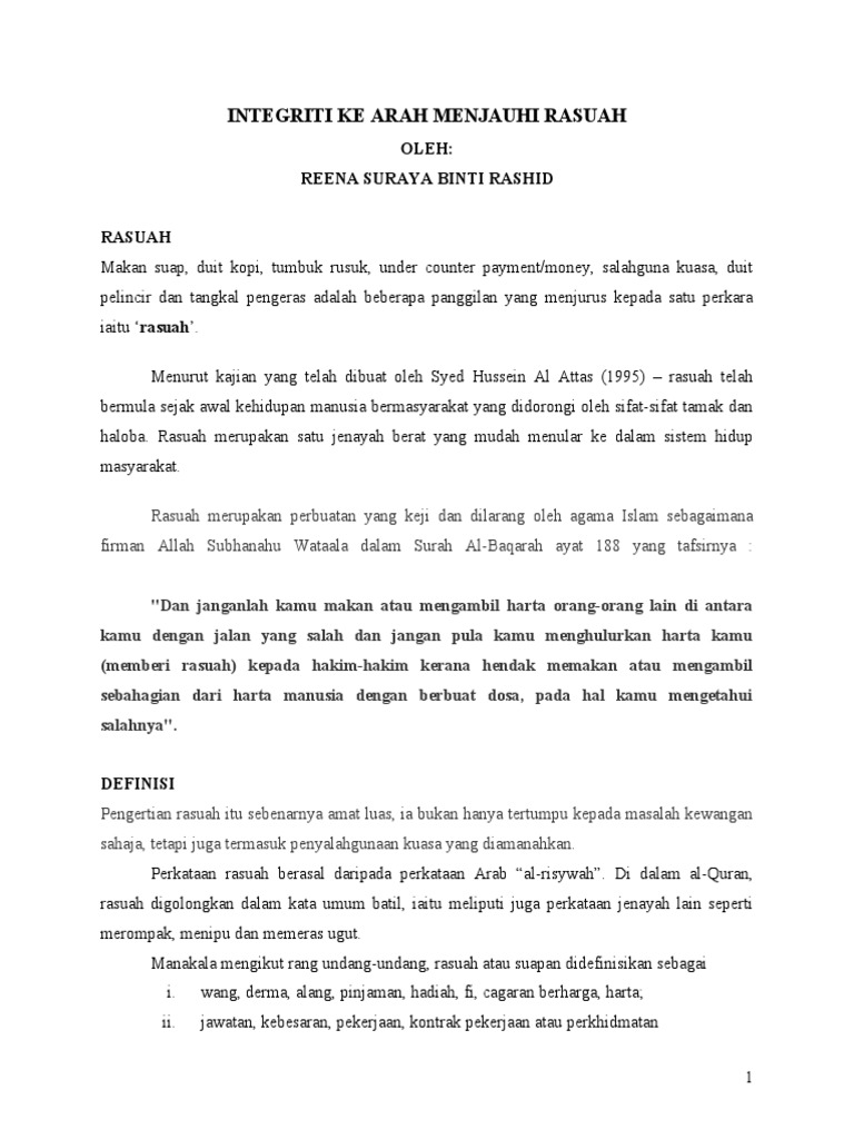 Memahami Rasuah dan Integriti | PDF | Ilmu Sosial