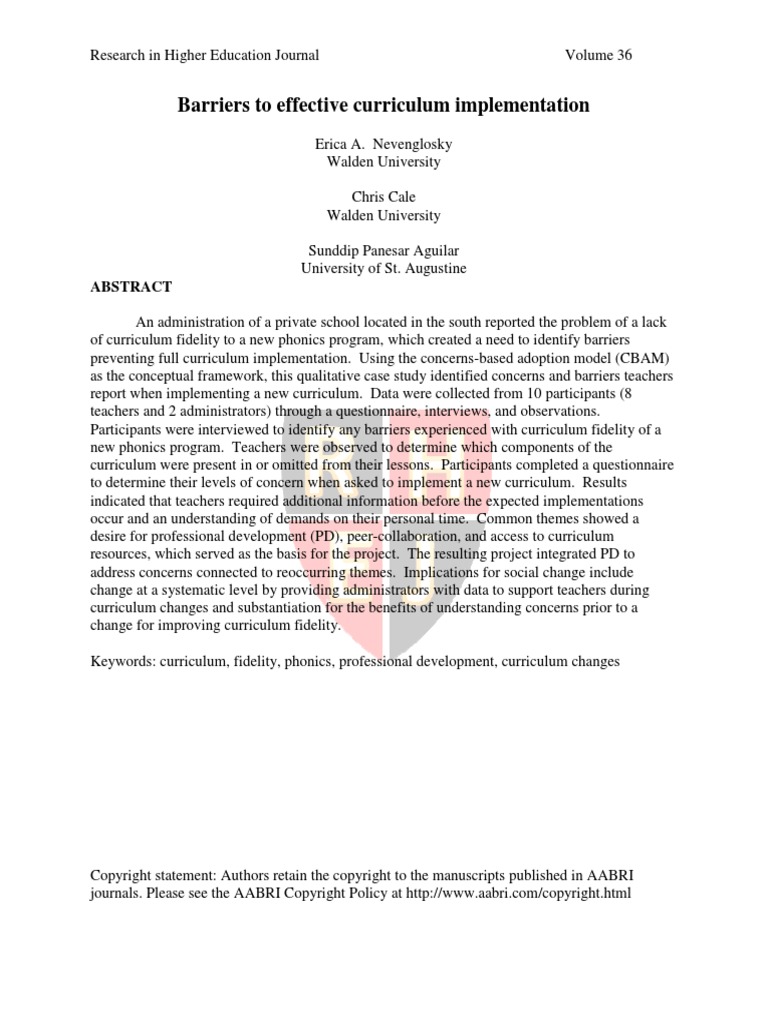 Barriers To Effective Curriculum Implementation | PDF | Curriculum | Case Study