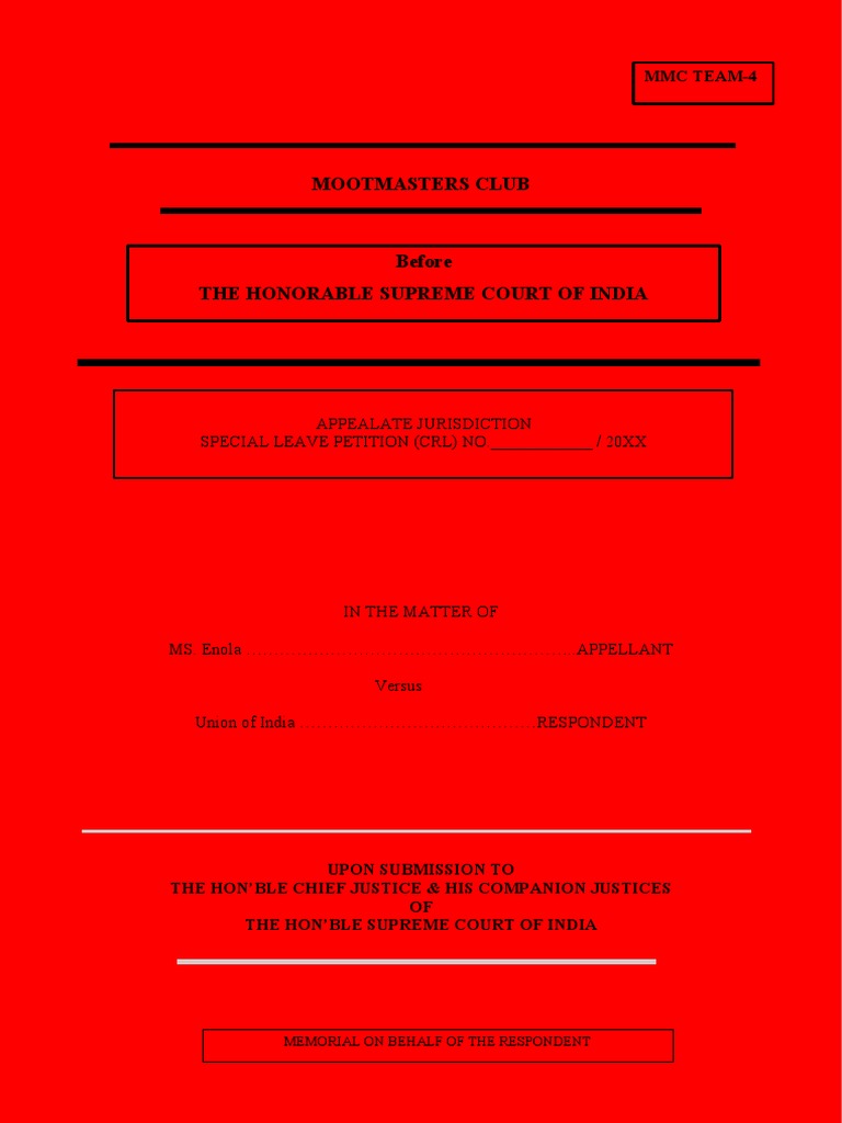 Respondent Memorial TC-4 | PDF | Appeal | Standing (Law)