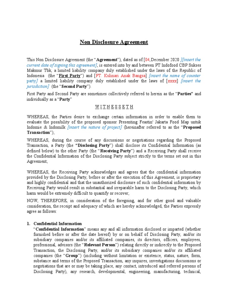 NDA Template | PDF | Legal Remedy | Confidentiality