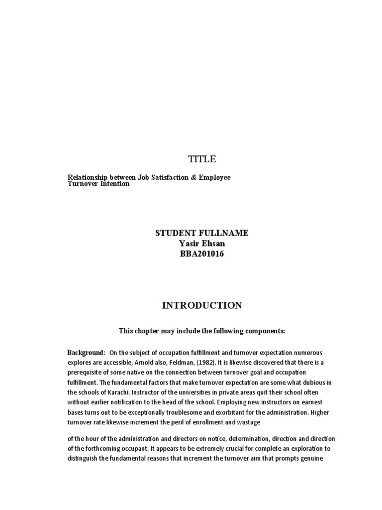Job Satisfaction & Turnover Intention | PDF | Turnover (Employment ...