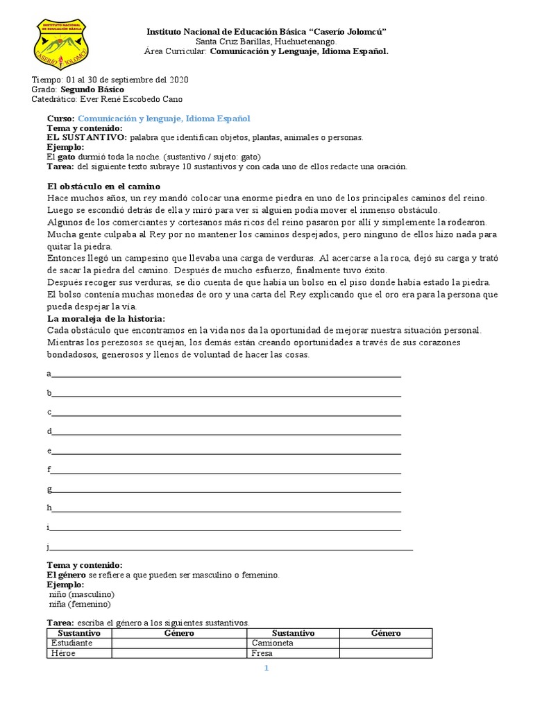 Comunicación Segundo | PDF | Predicado (Gramática) | Sustantivo