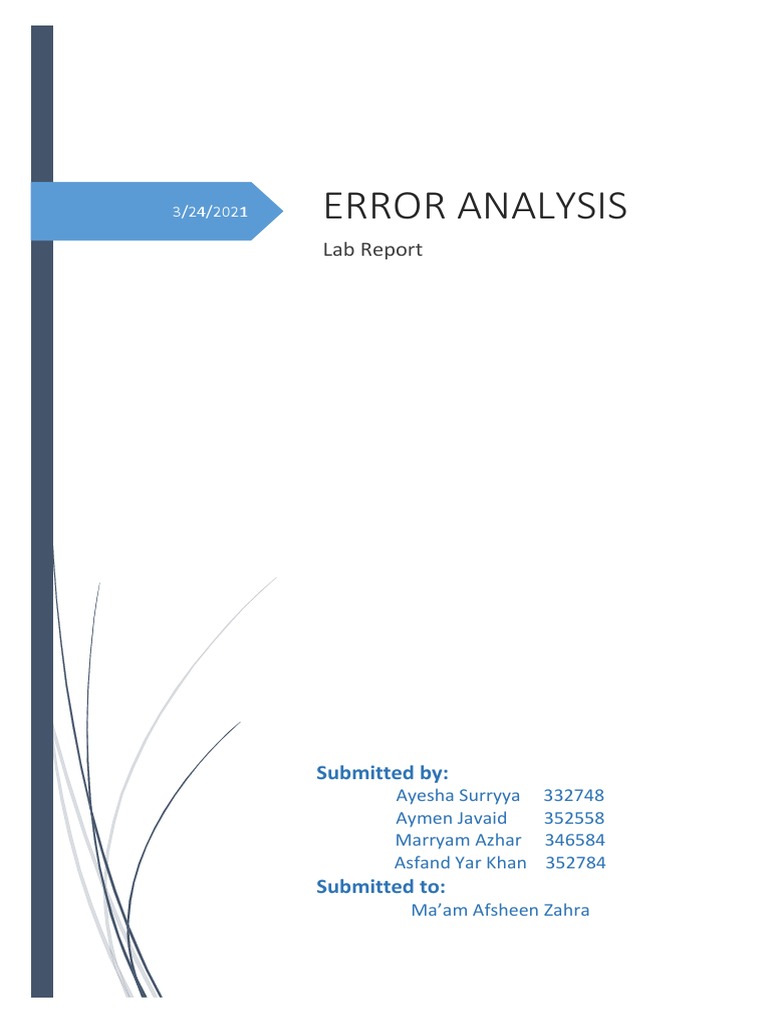 Error Analysis: Lab Report | PDF | Accuracy And Precision | Uncertainty