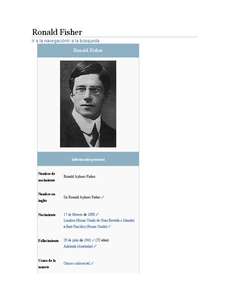 Ronald Fisher Sintesis | PDF | Biología evolucionaria | Evolución biológica