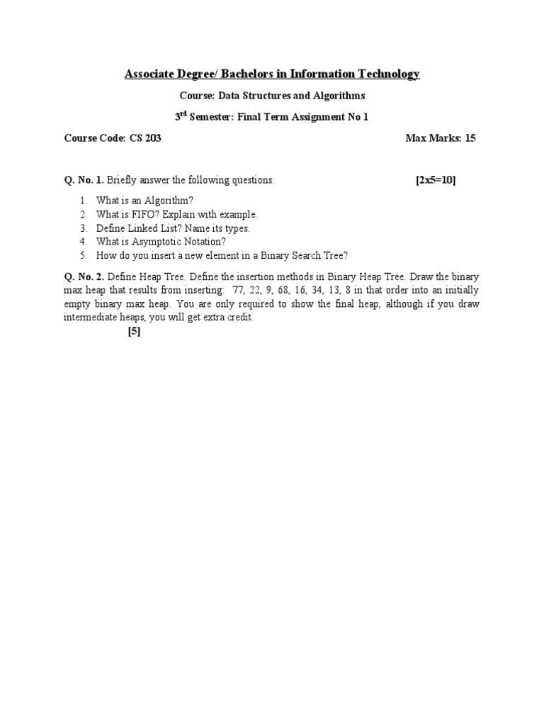 Assignment No. 1 DS | PDF | Mathematical Logic | Computer Science