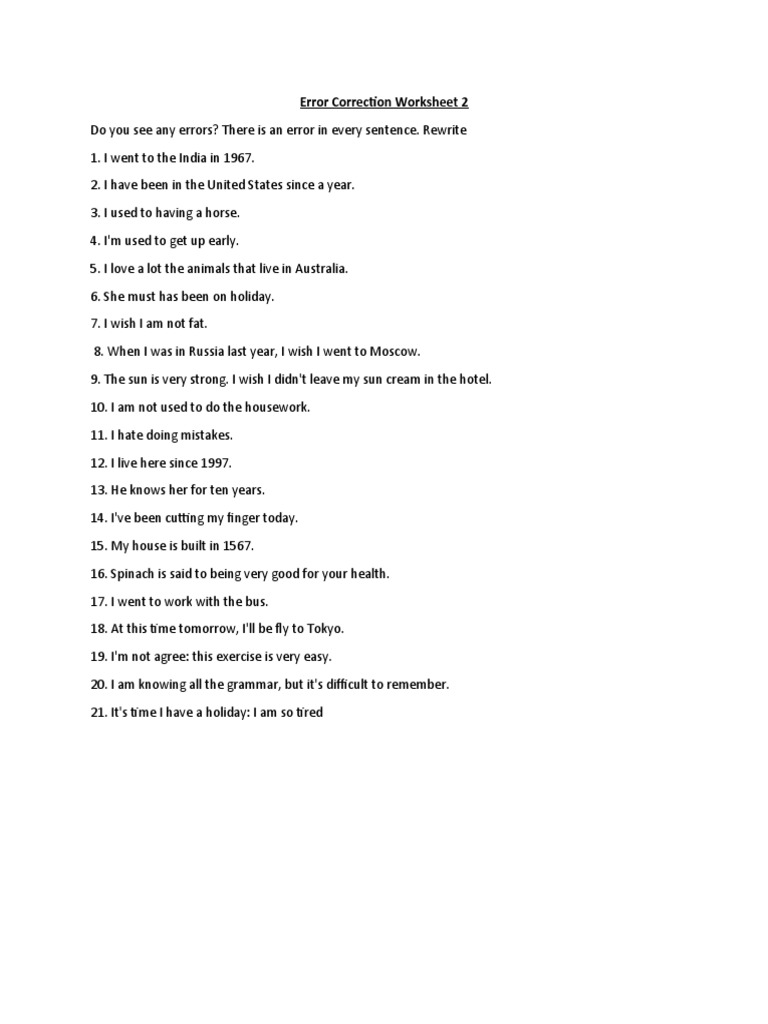 Error Correction Worksheet 2 | PDF
