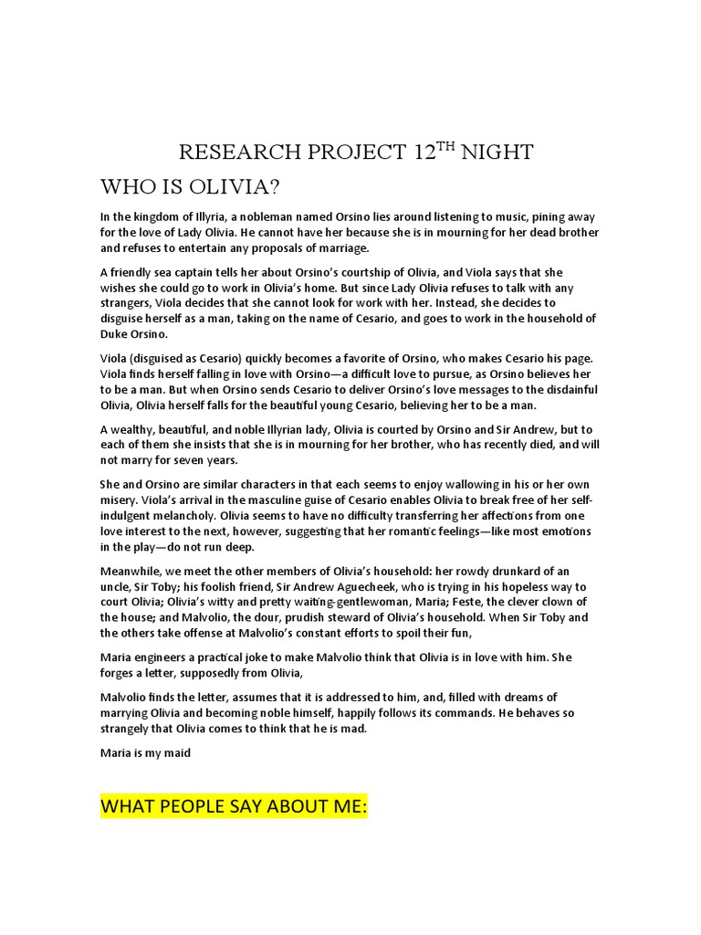 Research Project 12TH Night | Download Free PDF | Twelfth Night