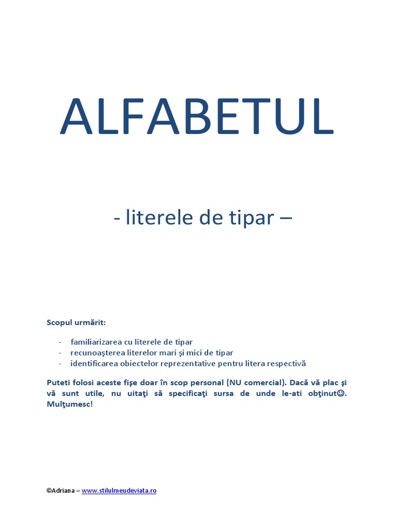 Alfabetul Ilustrat Litere Tipar | PDF