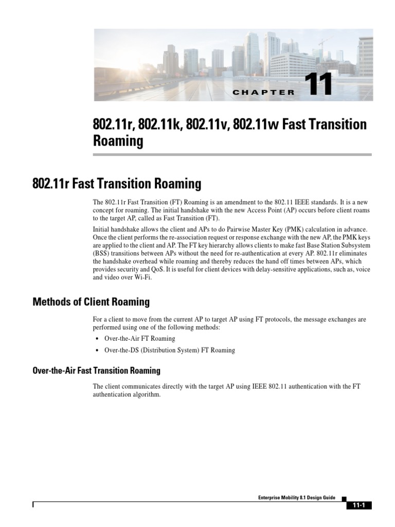 802.11r, 802.11k, 802.11v, 802.11w Fast Transition Roaming | PDF | Ieee ...