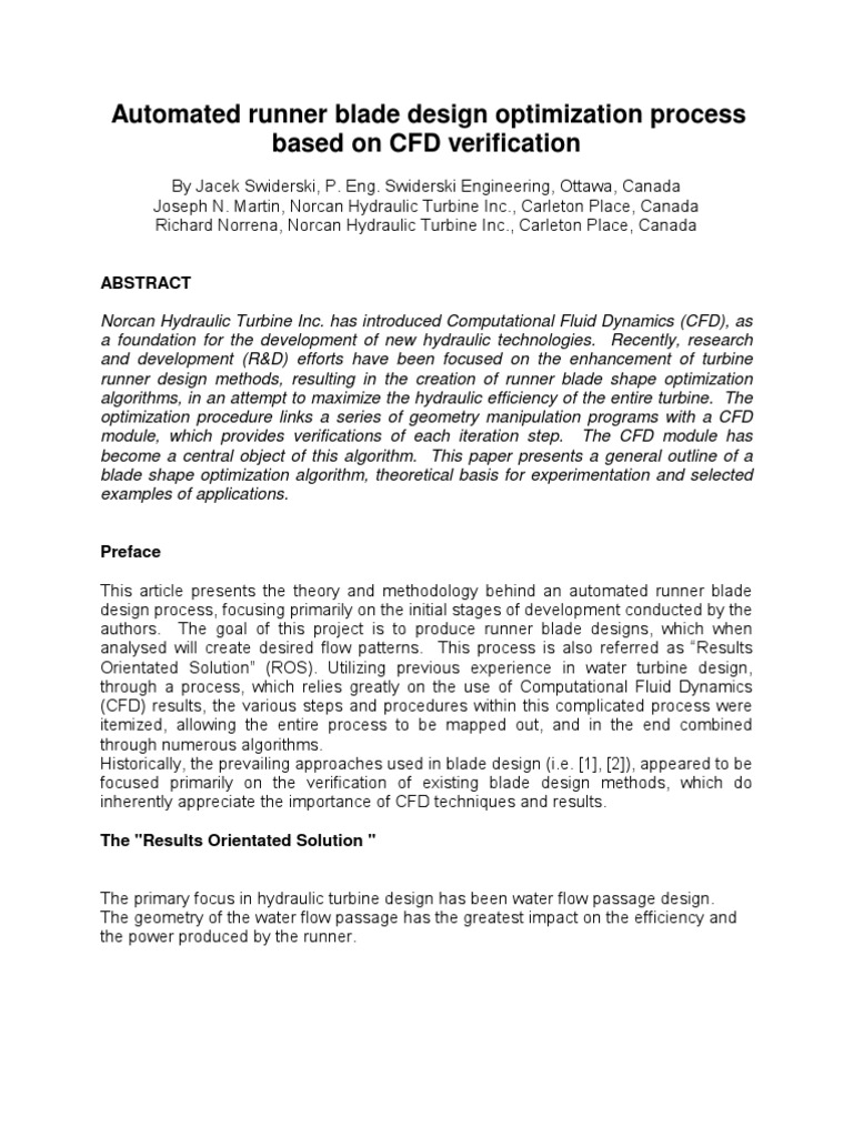Automated Runner Blade Design Optimization Process Based On CFD Verification | Download Free PDF ...