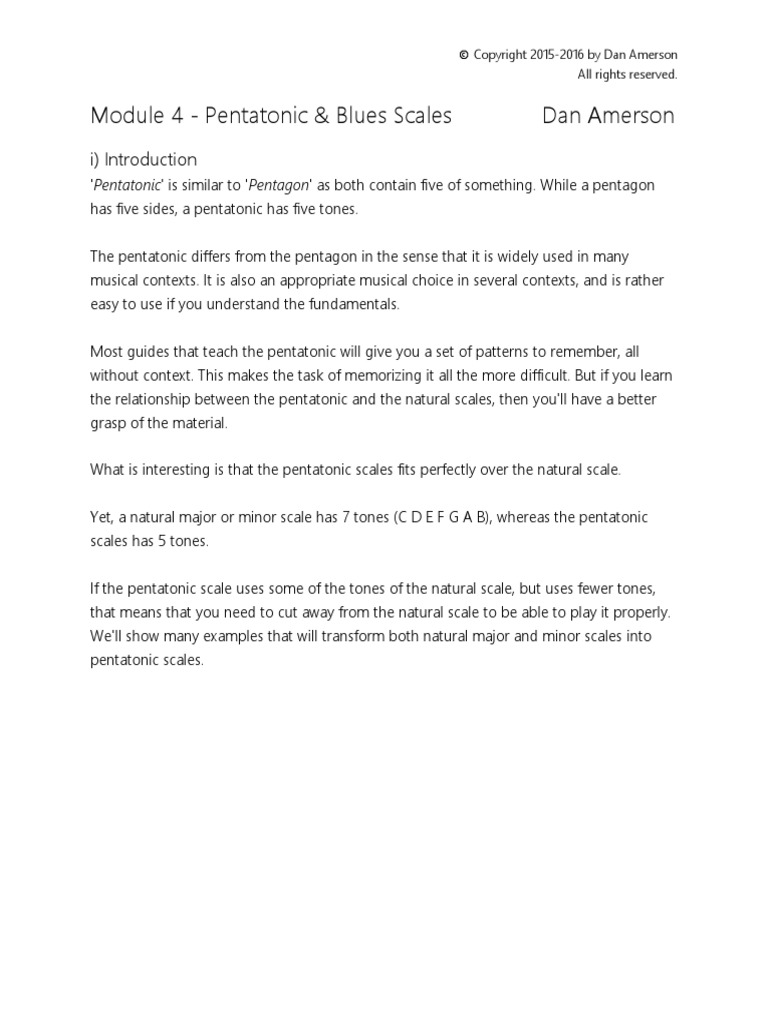 Pentatonics and Blues Solo Mastery Module 4 Pentatonic and Blues Scales ...