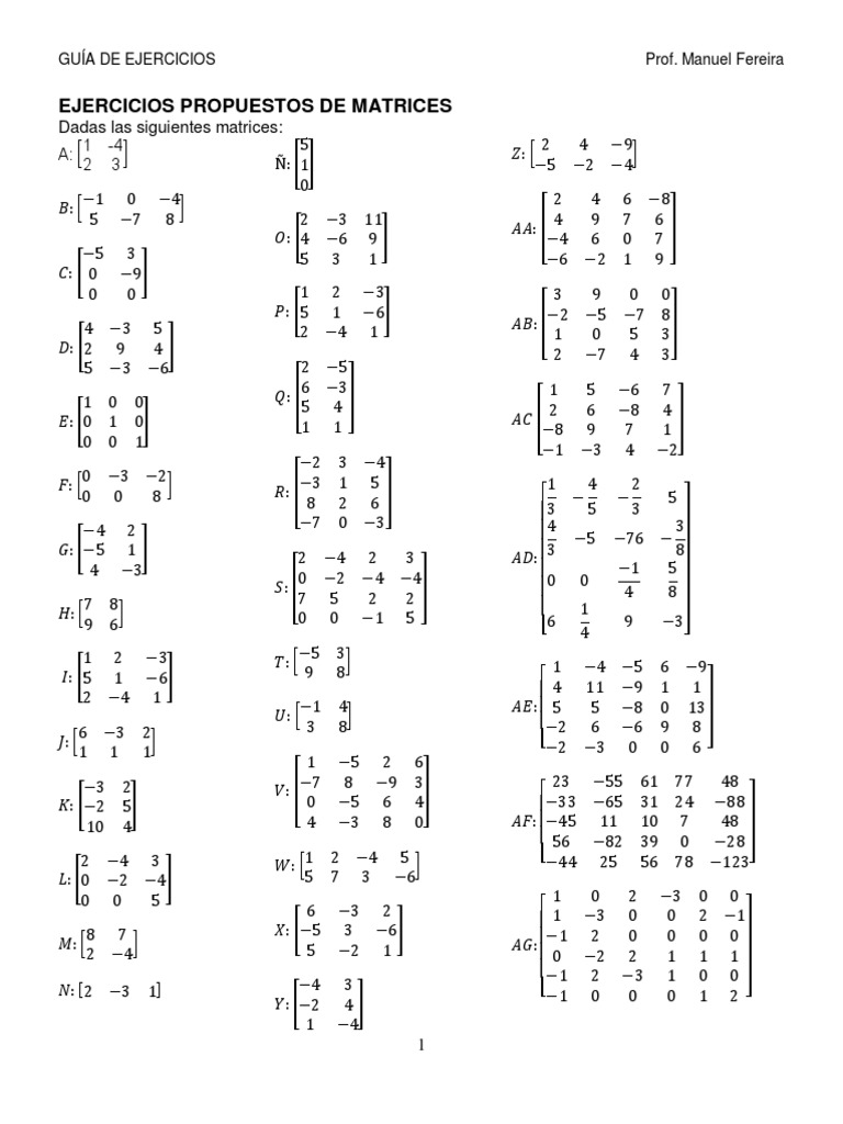 Hoja De Trabajo De Suma De Matrices