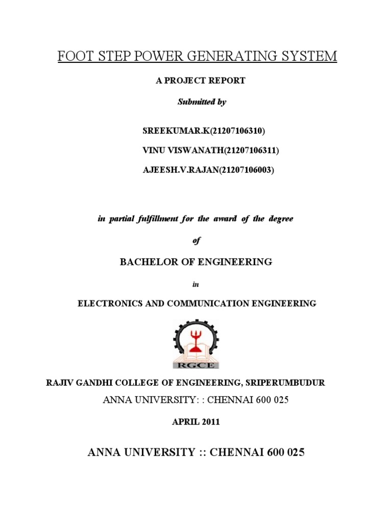 Foot Step Power Generating System | PDF | Electric Generator | Direct ...