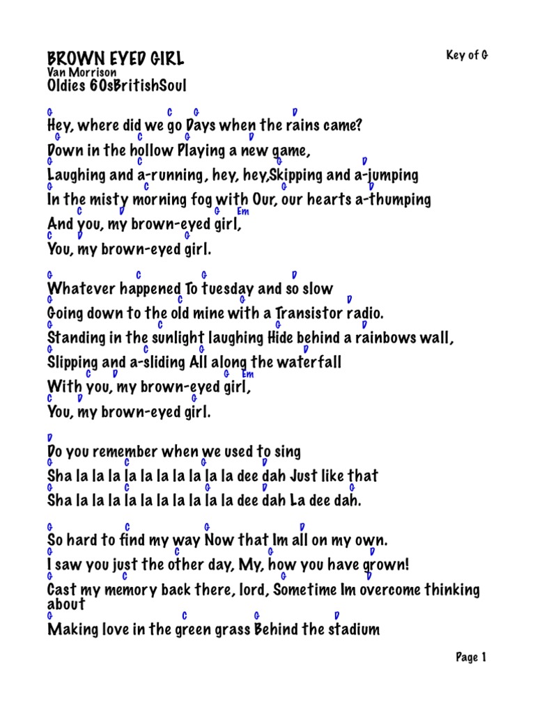 Brown Eyed Girl: Keyofg Van Morrison | PDF