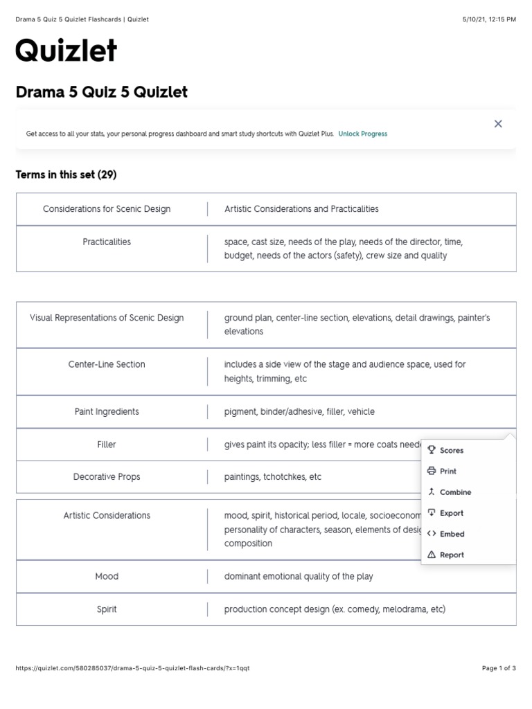 Drama 5 Quizlet Flashcards Overview | PDF | Paint | Paintings