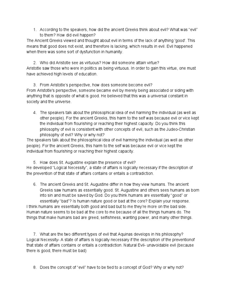 Philosophy Lab Questions | PDF | Evil | Virtue