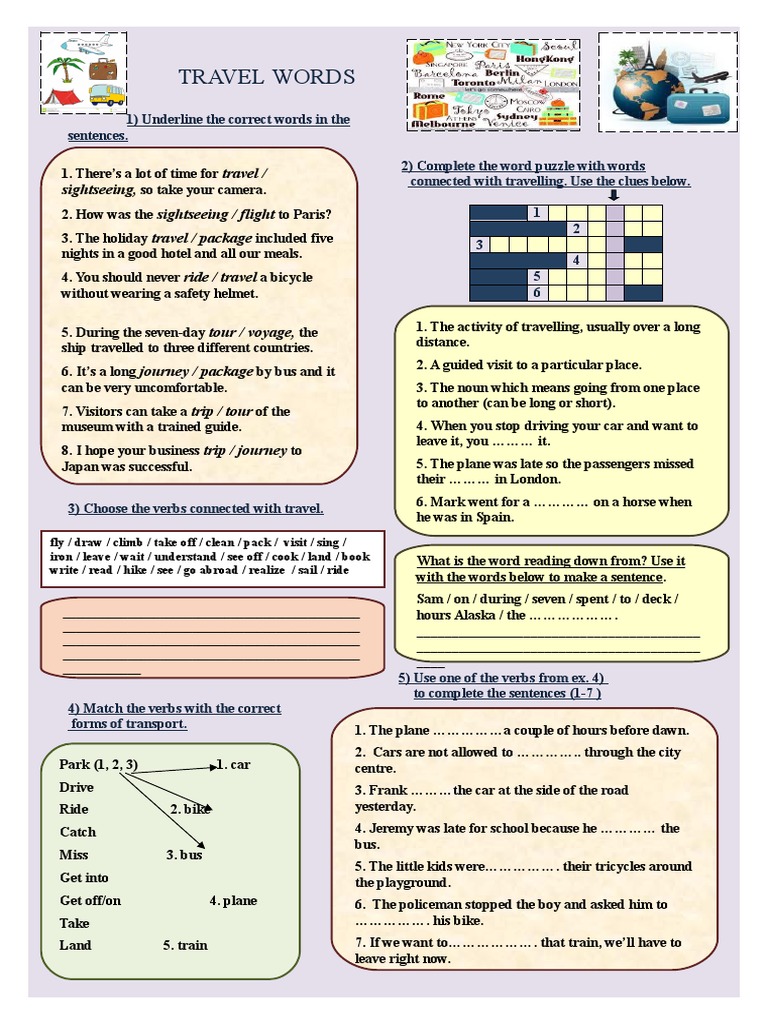 Travel Words: Travel / Sightseeing, Sightseeing / Flight Travel ...