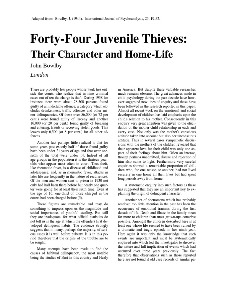 44 Thieves | PDF | Juvenile Delinquency | Major Depressive Disorder