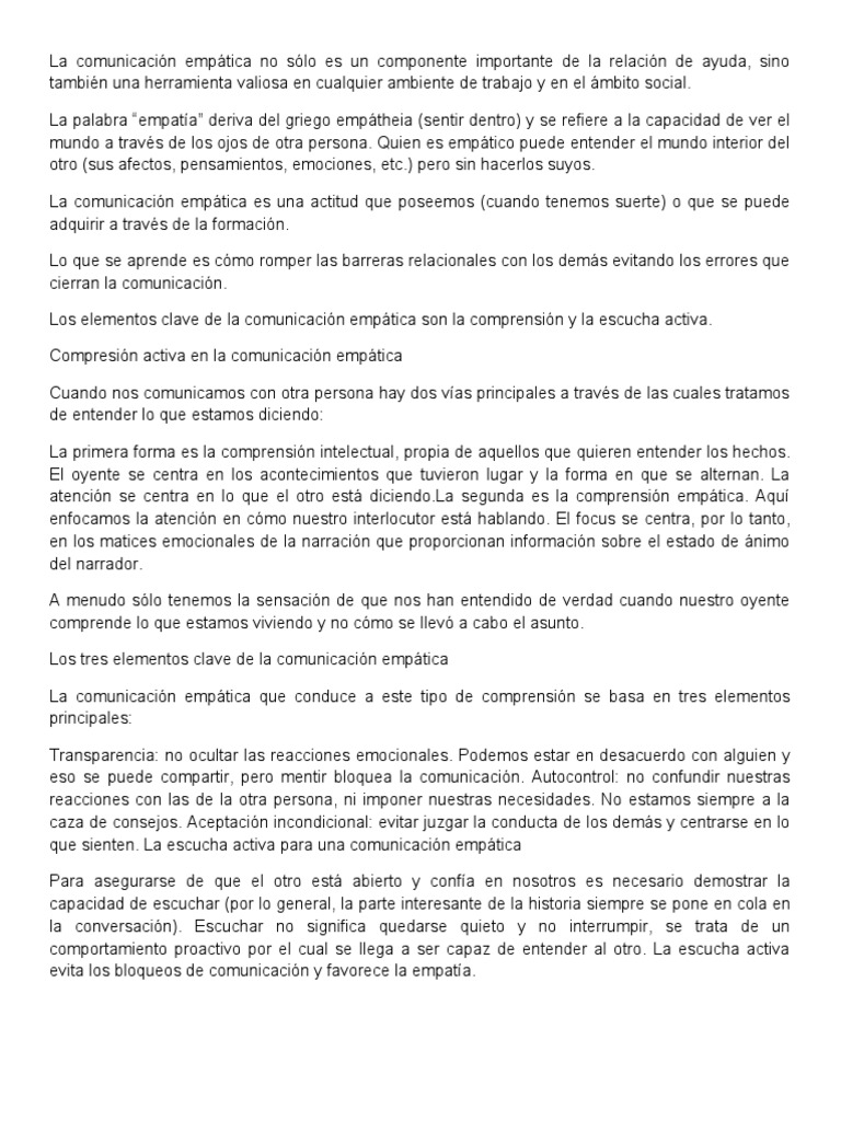 La Comunicación Empática | PDF | Empatía | Las emociones