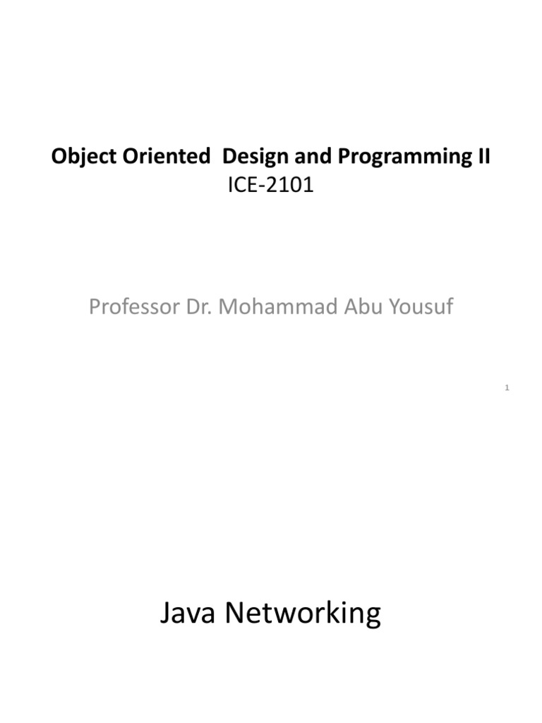 Object Oriented Design and Programming II: Professor Dr. Mohammad Abu Yousuf | PDF | Network ...