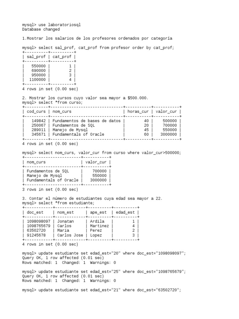 Consulta de Bases de Datos | PDF | SQL | Datos de computadora