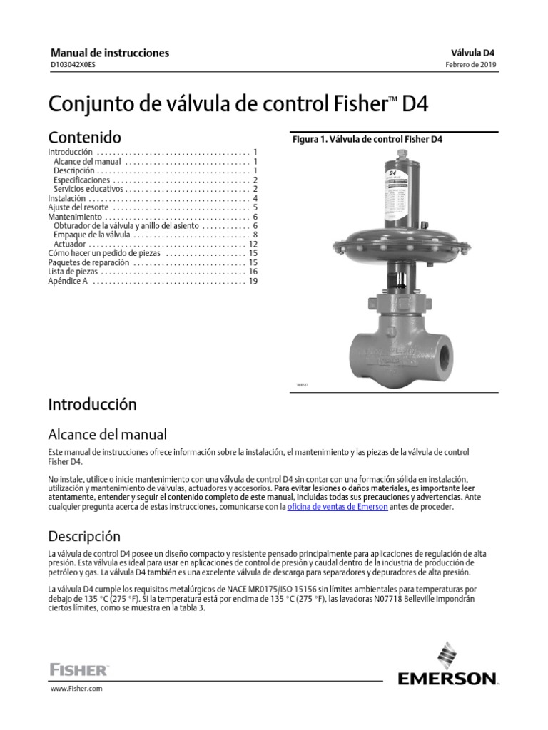 Conjunto de Válvula de Control Fisher d4 Fisher d4 Control Assembly ...