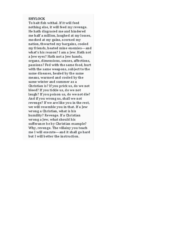 SHYLOCK's Monologue | PDF