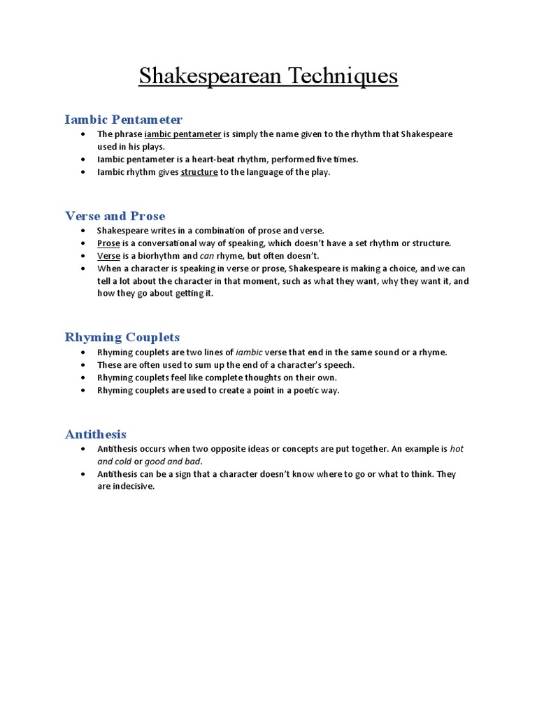 Shakespearean Techniques: Iambic Pentameter | PDF | Poetry
