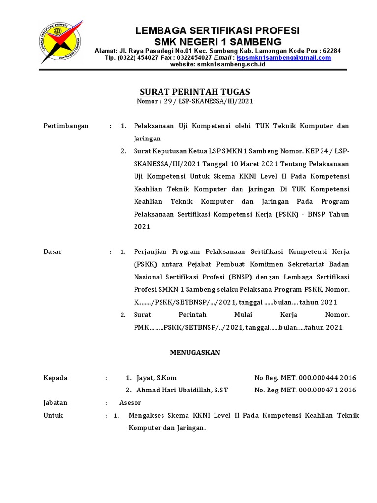13 Form 13 Surat Tugas Asesor TKJ | PDF